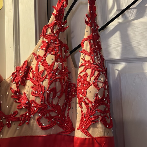 TLC | Dresses | Macys Red Halter Ball Gown Prom Dress The Brand Of This ...